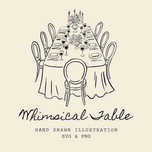 Hand Drawn Dinner Table SVG PNG, Wedding Table Icon, Table Art for ...