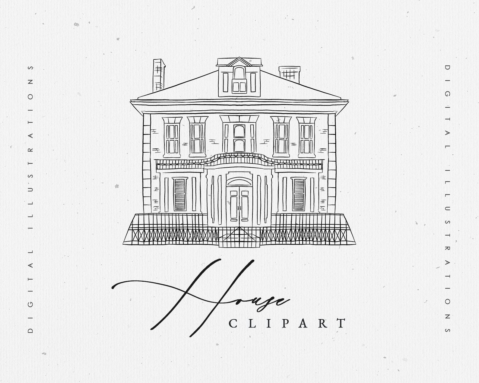 Cottage House Line Art Farmhouse Wedding Clipart Country - Etsy