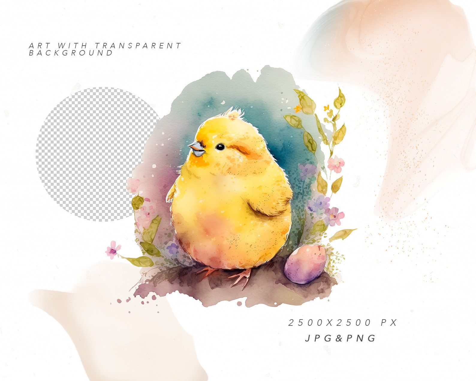 Cute Watercolor Baby Chick Chicken Clipart, Easter Clipart, Cute ...