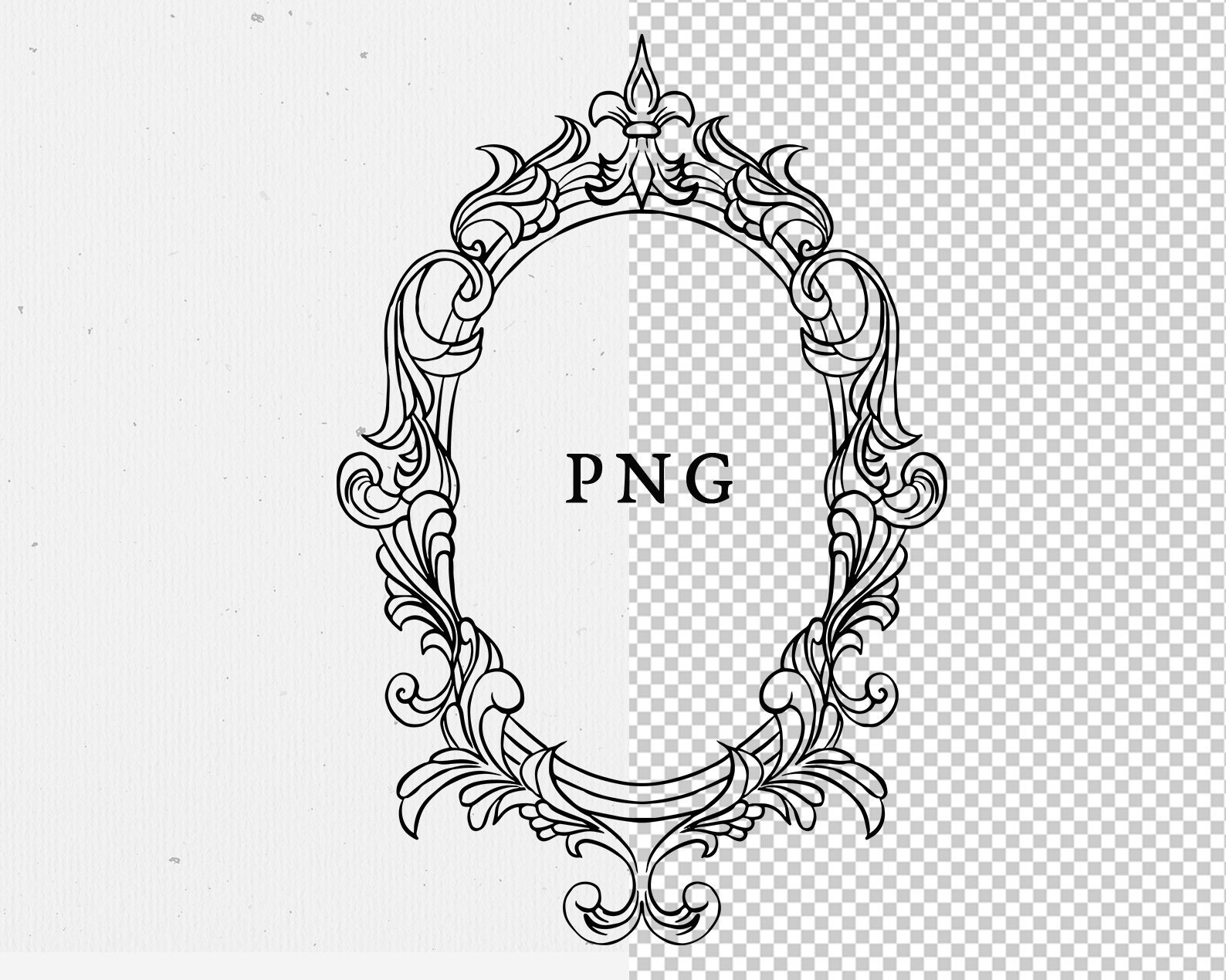 Baroque Vintage Line Art Vector EPS SVG Frames Wedding Clipart ...