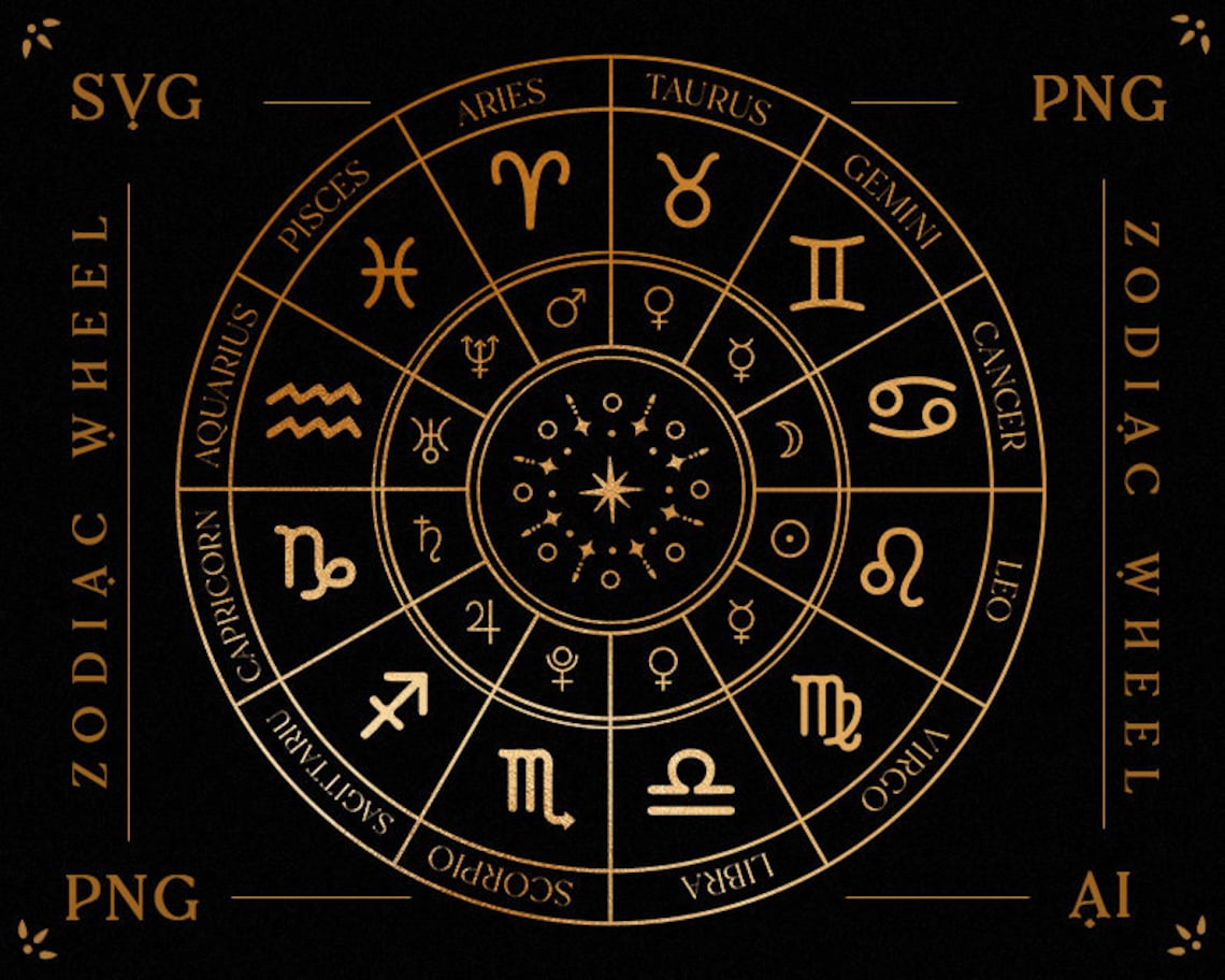 Zodiac SVG Astrology Wheel Constellations Clipart Wheel of - Etsy