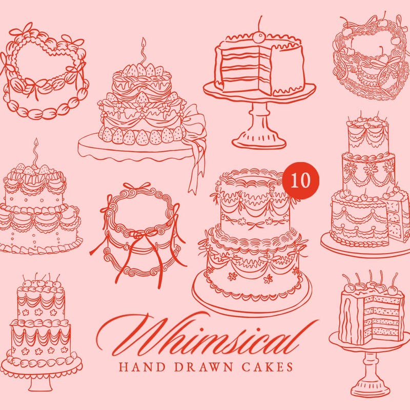 Fancy Cake Illustration - Etsy UK