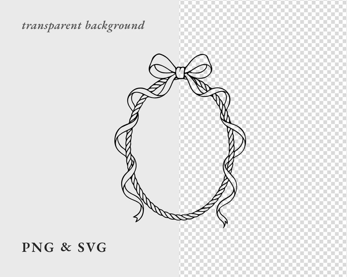 Hand Drawn Rope Frame SVG, Oval Ribbon Border Frame, Vintage Coquette ...