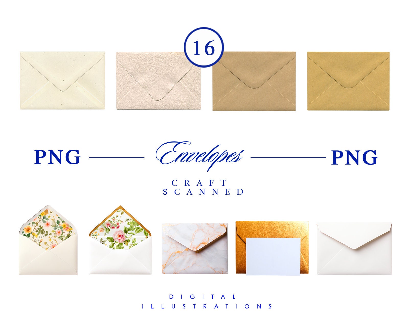 Blank Craft Envelopes Clipart Scanned Open Closed Envelopes - Etsy