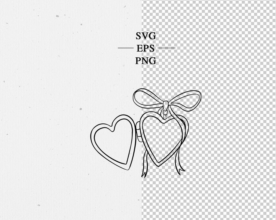 Vintage Heart Locket SVG Clipart, Whimsical Love Wedding Icon, Vintage ...