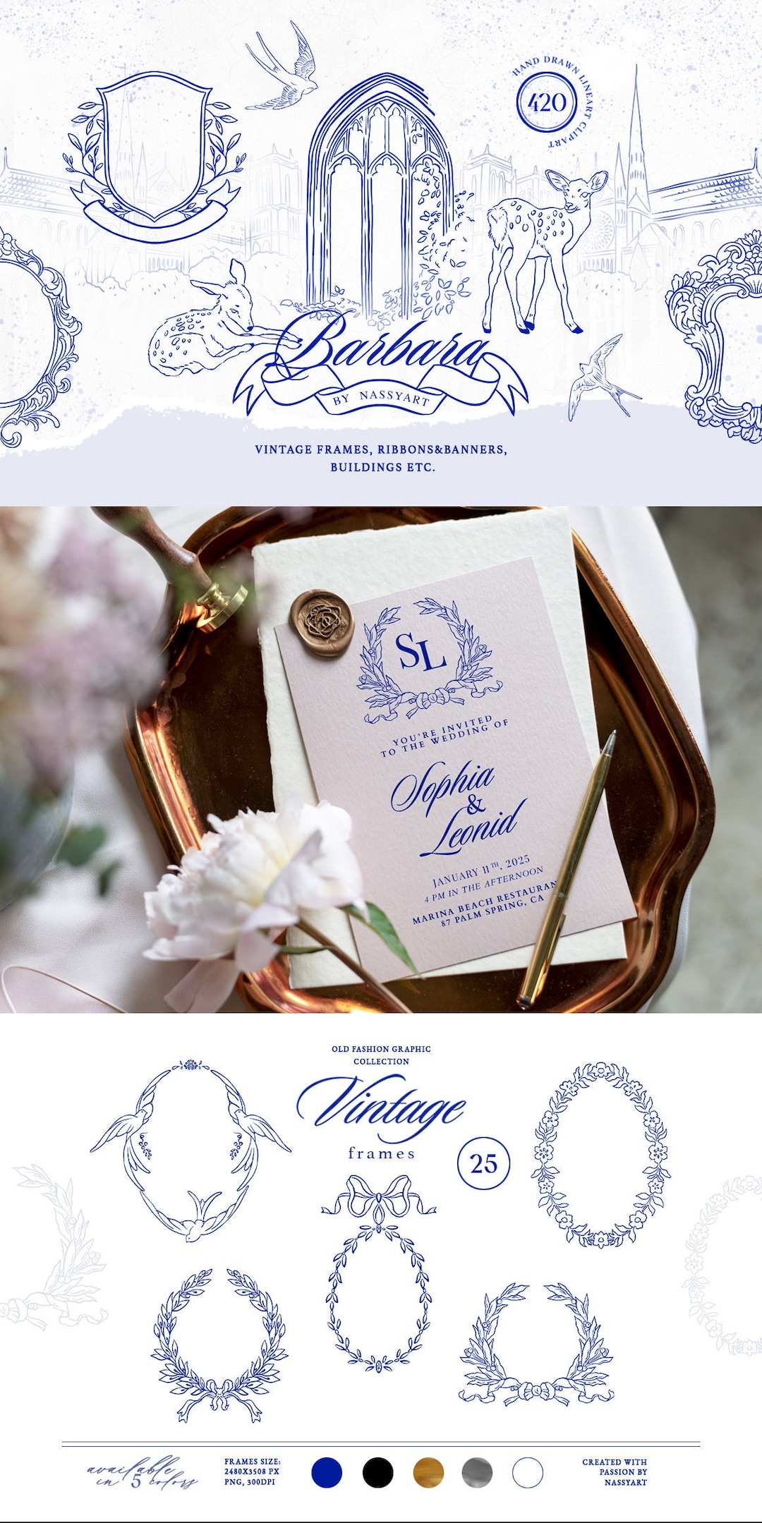 Wedding Frame Floral Crest Clipart Vintage Logo Monogram Victorian ...
