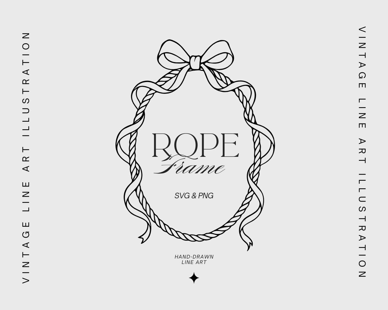 Hand Drawn Rope Frame SVG, Oval Ribbon Border Frame, Vintage Coquette ...