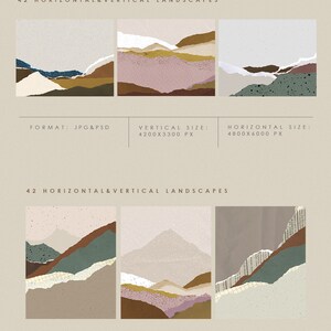 Abstract Mountain Landscapes Torn Deckled Edges Paper Ripped Collage ...