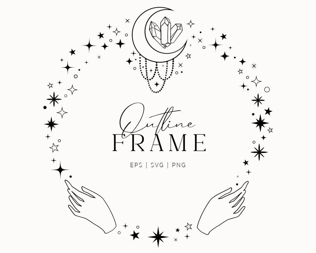 Celestial Star Lunar Frame SVG, Sparkle Stars Frame, Moon Circle Frame ...