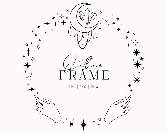 Celestial Circle Frame SVG, Star Frame Svg Files for CRICUT, Stars and ...