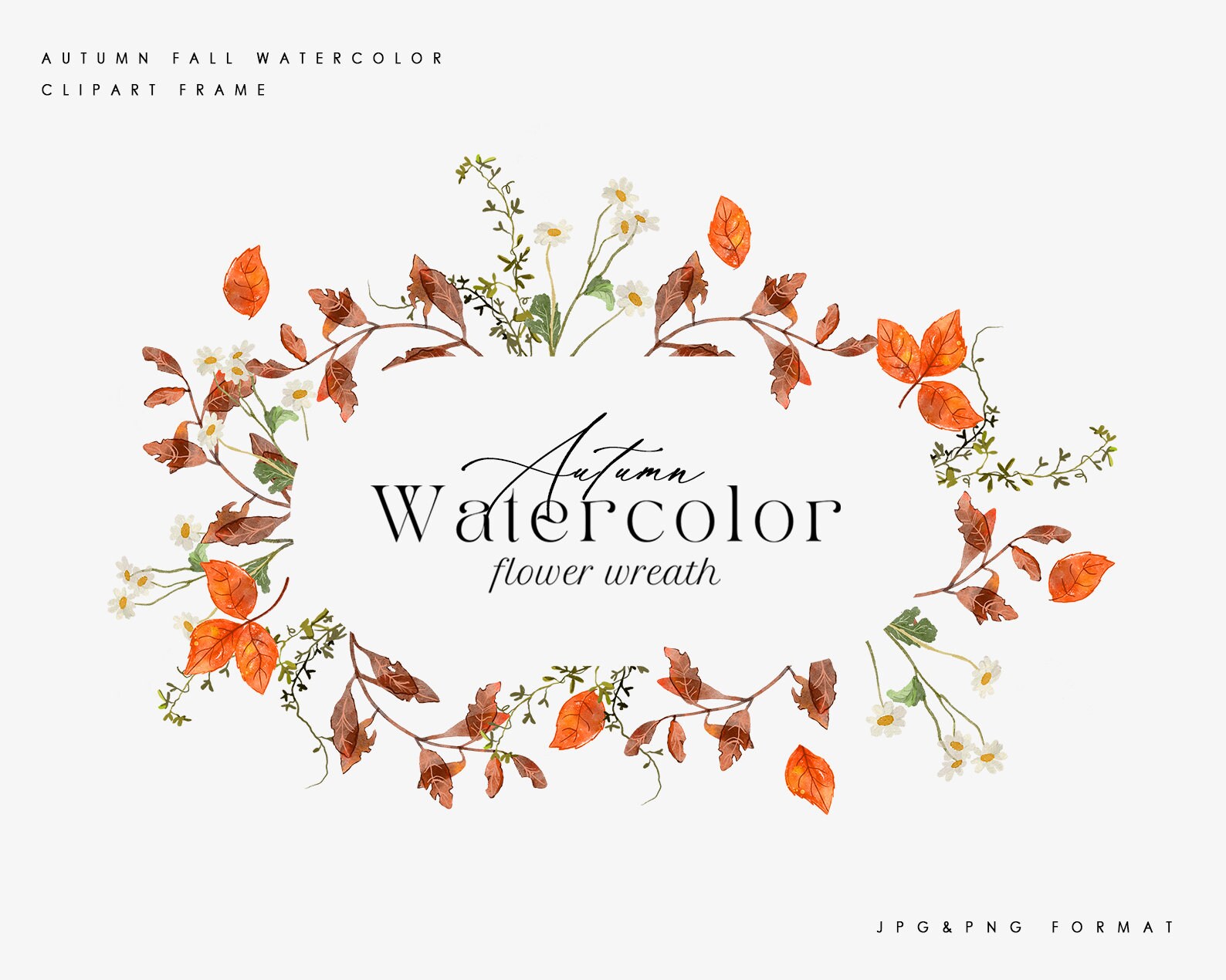 Autumn Fall Frame, Watercolor Autumn Frame Clipart, Fall Floral Leaf ...
