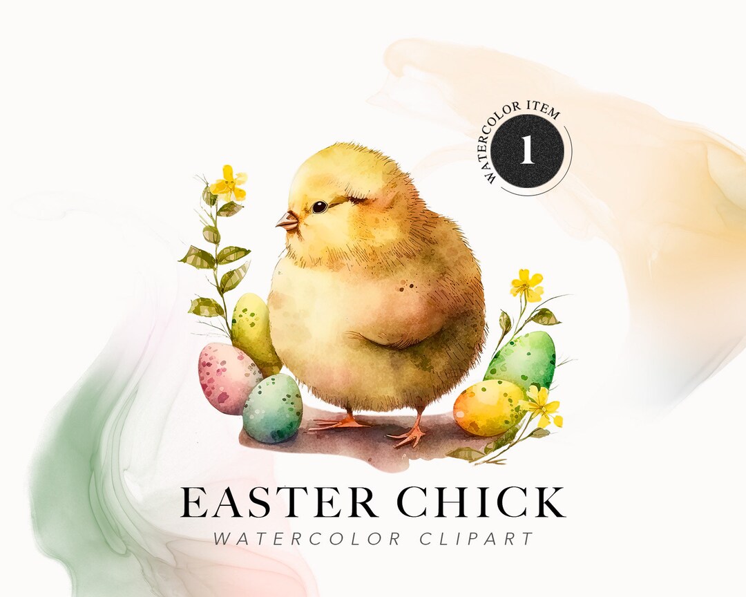 Easter Chick Watercolor Clipart - Easter Eggs - Cute Little Chick Baby ...