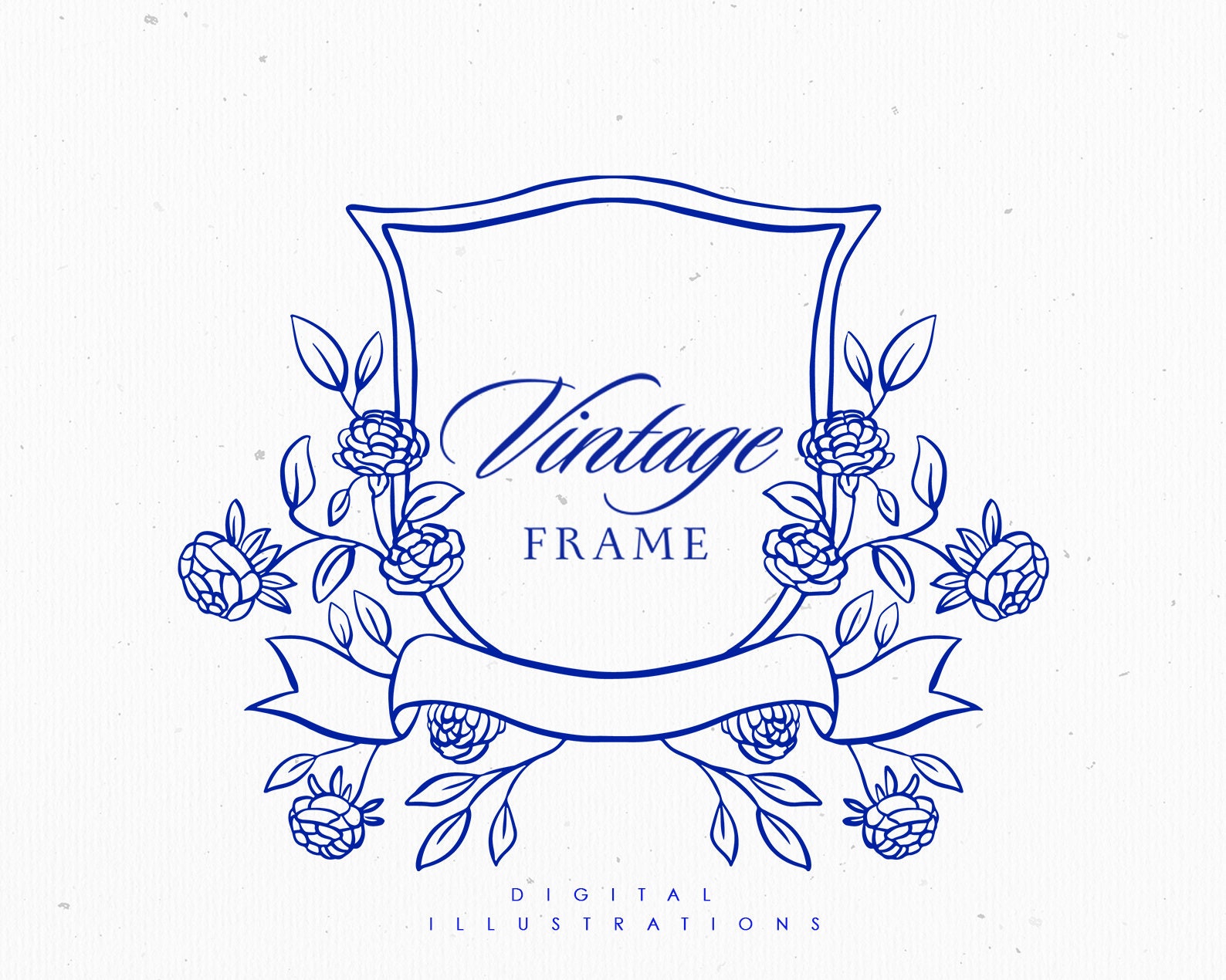 Vintage Crest Frame EPS SVG Vintage Floral Frames Fine Line - Etsy