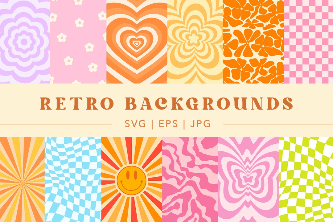 Retro Groovy Paper SVG EPS Good Vibes Rainbow Smile Texture Hippie ...