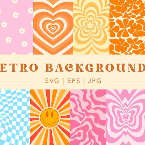 Retro Groovy Paper SVG EPS Good Vibes Rainbow Smile Texture - Etsy