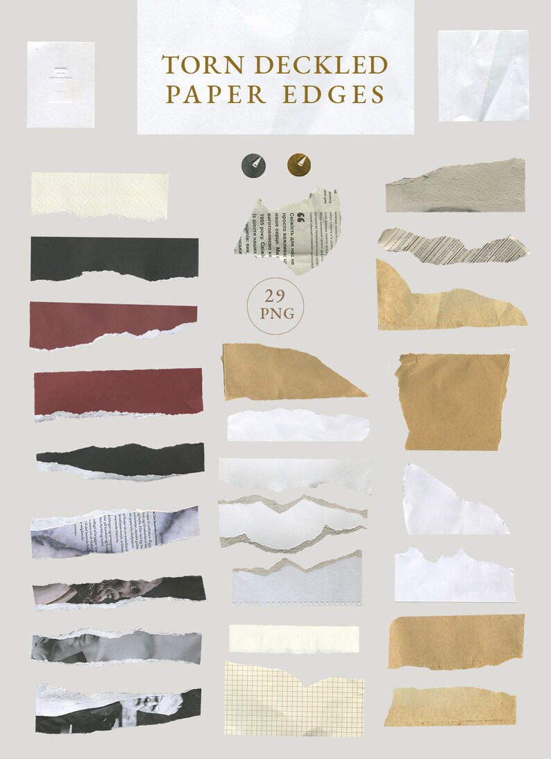 Torn Edges, Deckled Rough Paper Tears, Collage PNG Clipart, Old ...