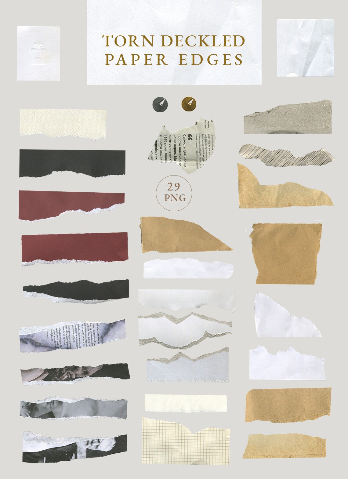 Torn Edges, Deckled Rough Paper Tears, Collage PNG Clipart, Old ...