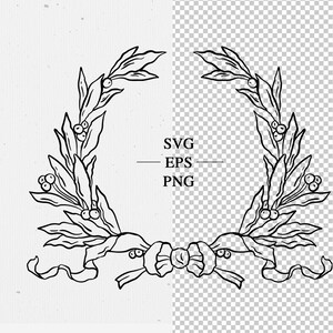 Floral Monogram Leaves Frame EPS SVG - Baroque Vintage - Wedding Crest ...
