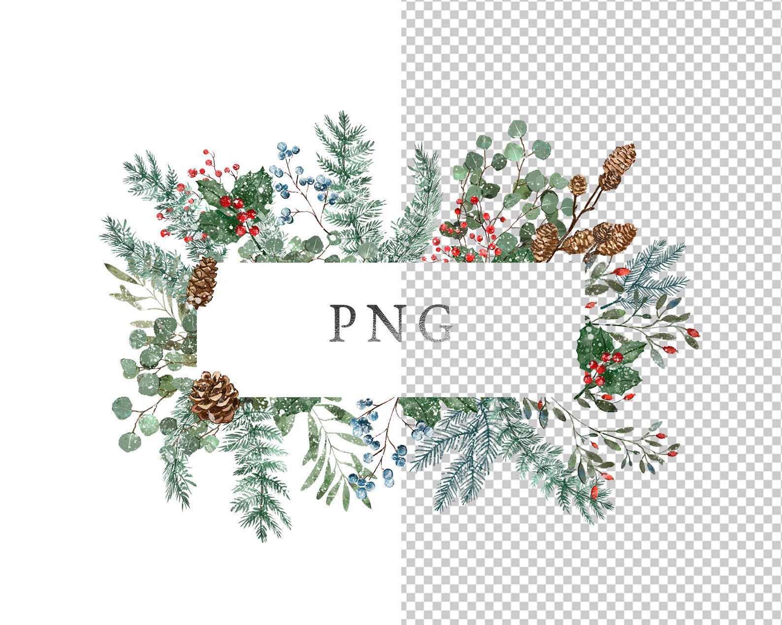 Christmas Winter Frame Clipart, Christmas Wreath Clipart Frame PNG ...