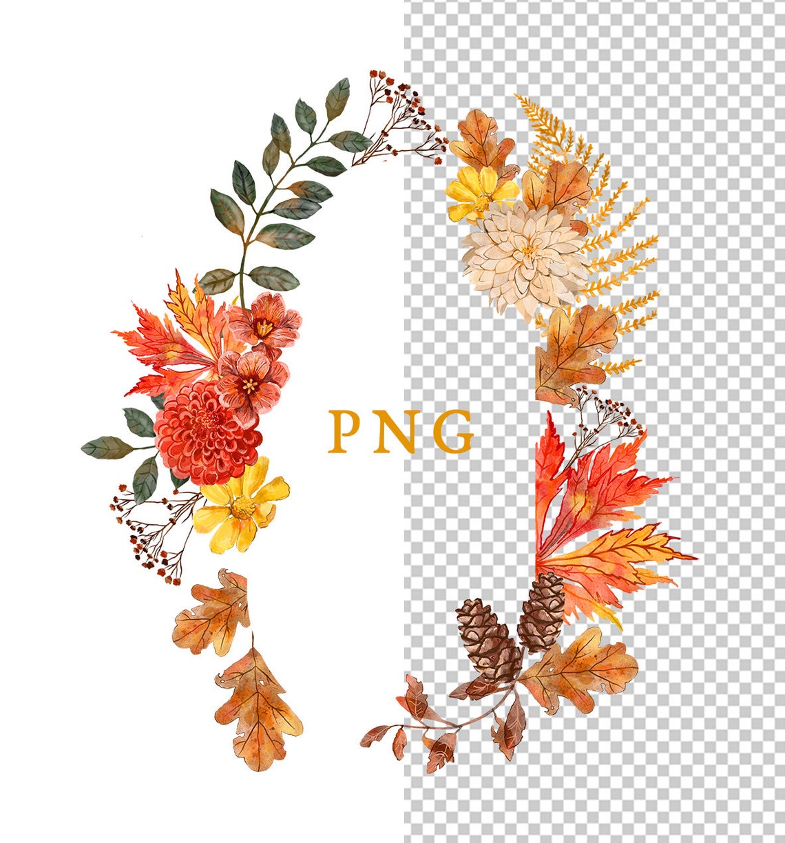 Autumn Fall Oval Frame Watercolor Autumn Frame Clipart Fall - Etsy