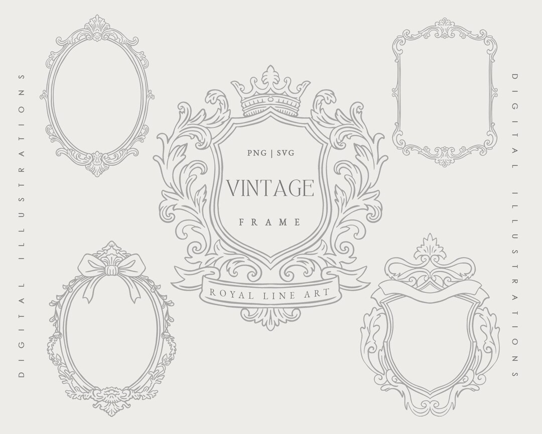 Vintage Baroque Frames SVG - Wedding Monogram Frame - Chinoiserie ...