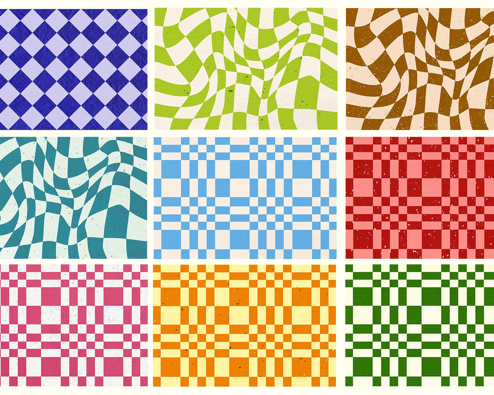 Checkered Hippie Retro Paper Groovy Checker Patterns Retro - Etsy