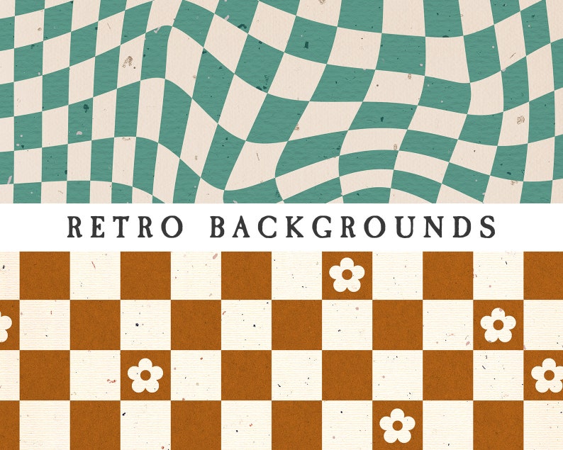 Retro Checkered 70s 90s Chess Papers, Hippie Retro Checker Patterns ...