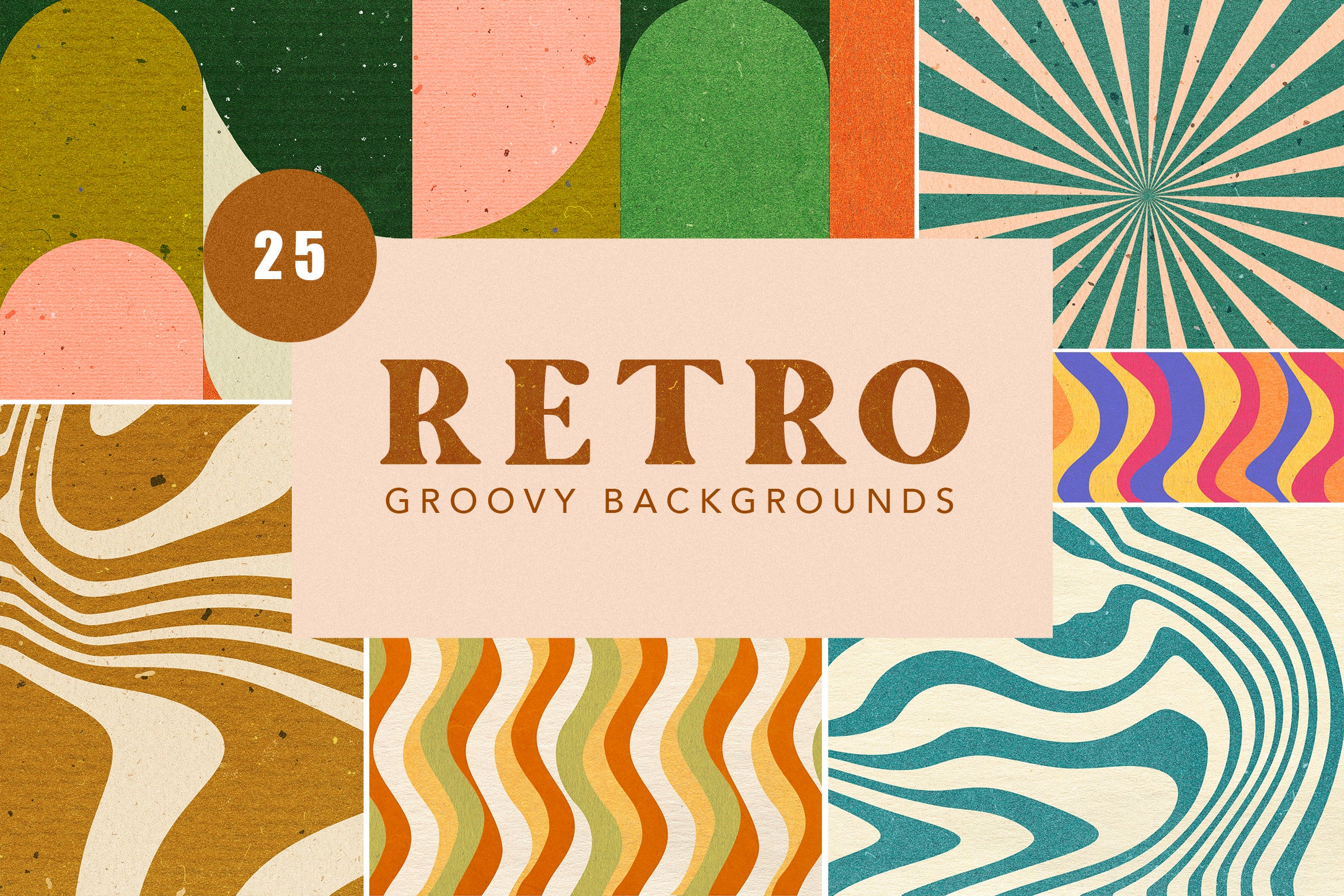 Retro Groovy Wave Paper Pattern Hippie Texture Abstract - Etsy