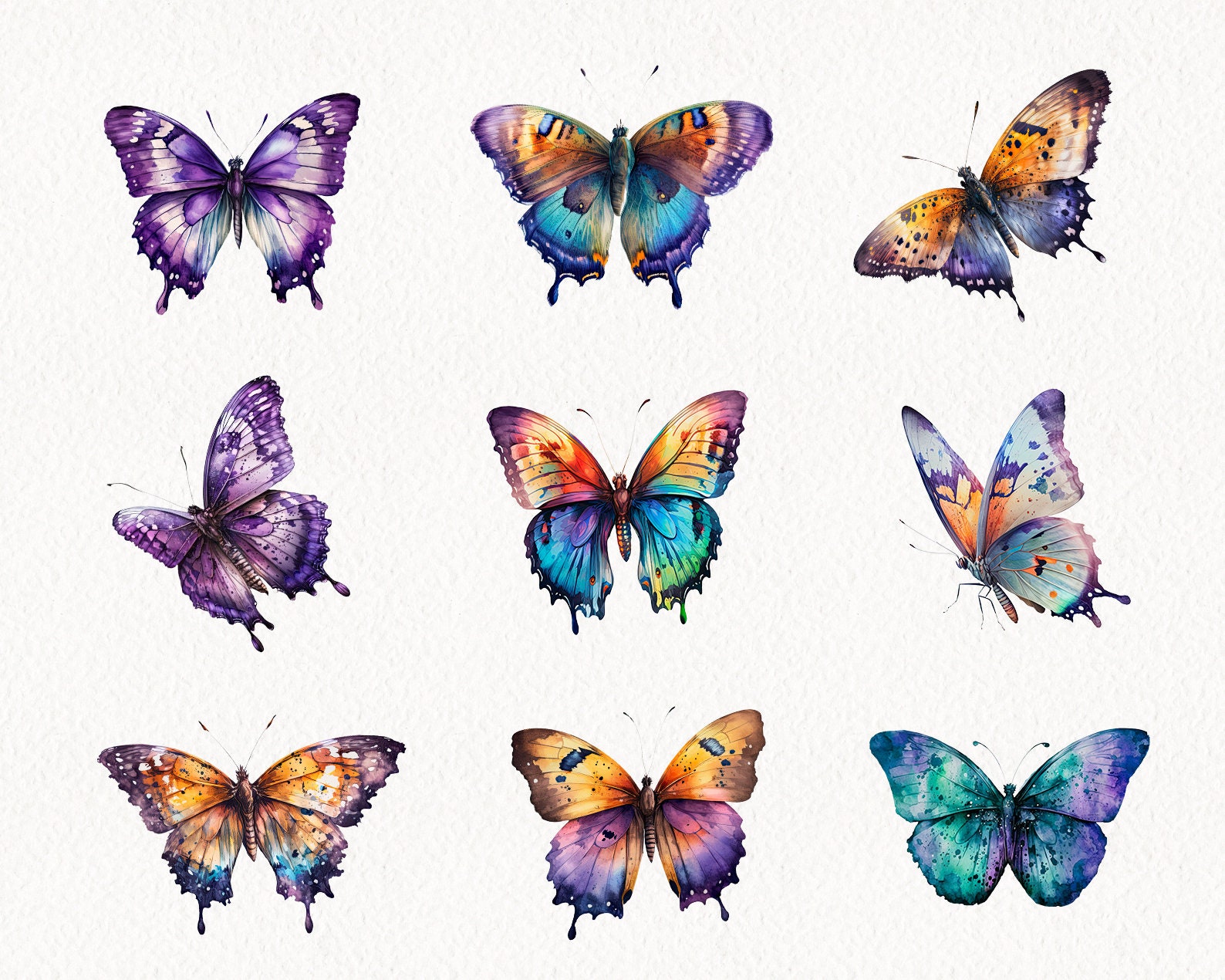 Watercolor Butterfly Clipart PNG Vintage Butterflies - Etsy