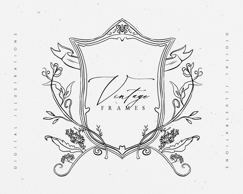 Wedding Crests Vintage Frame Logo Floral Wedding Label - Etsy