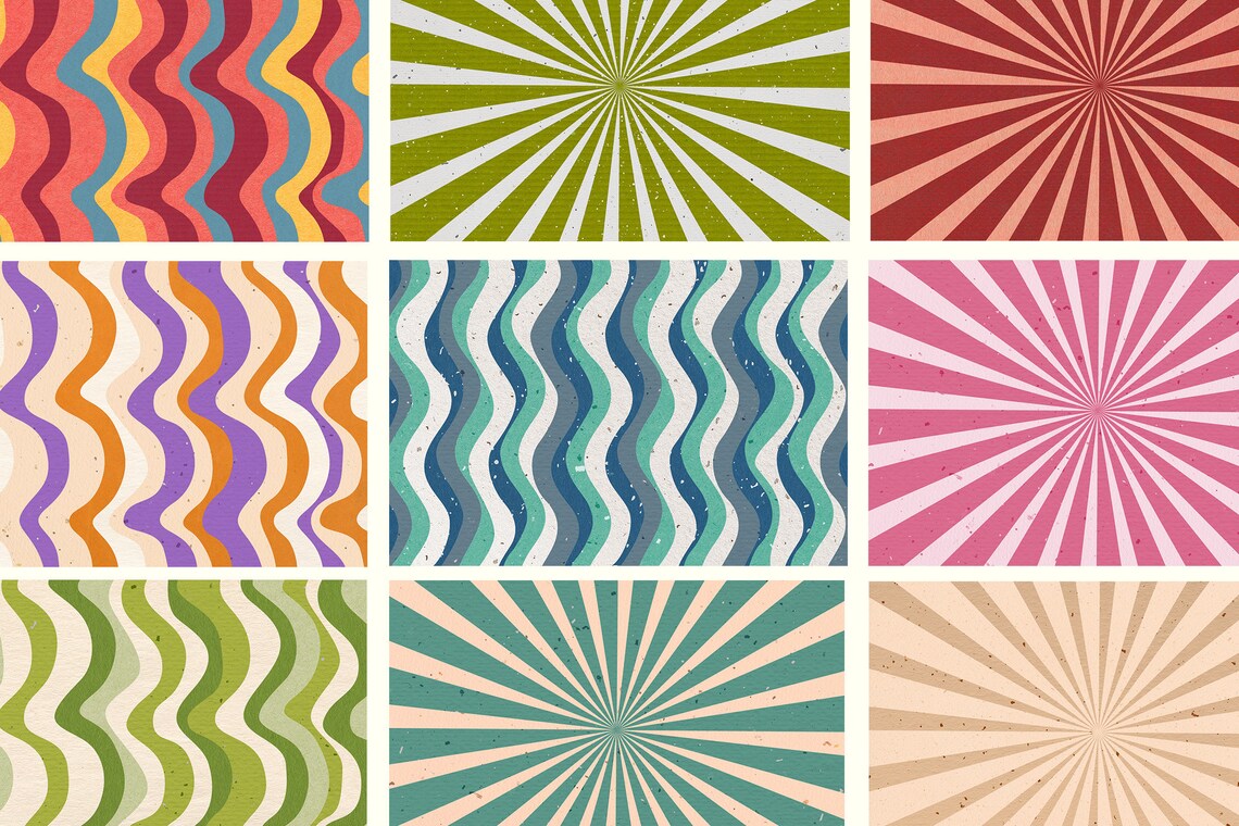 Retro Groovy Wave Paper Pattern Hippie Texture Abstract - Etsy