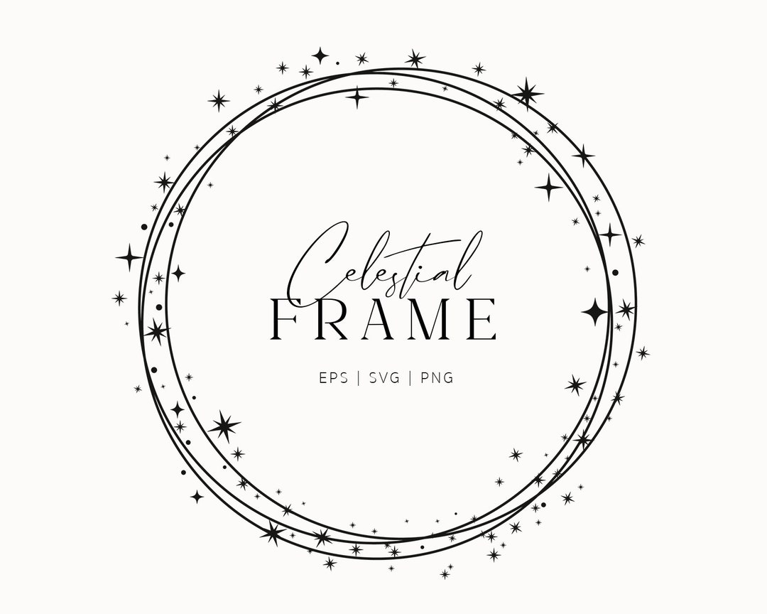 Stars Sparkles Circle Frame SVG, Celestial Round Frame SVG, Galaxy ...