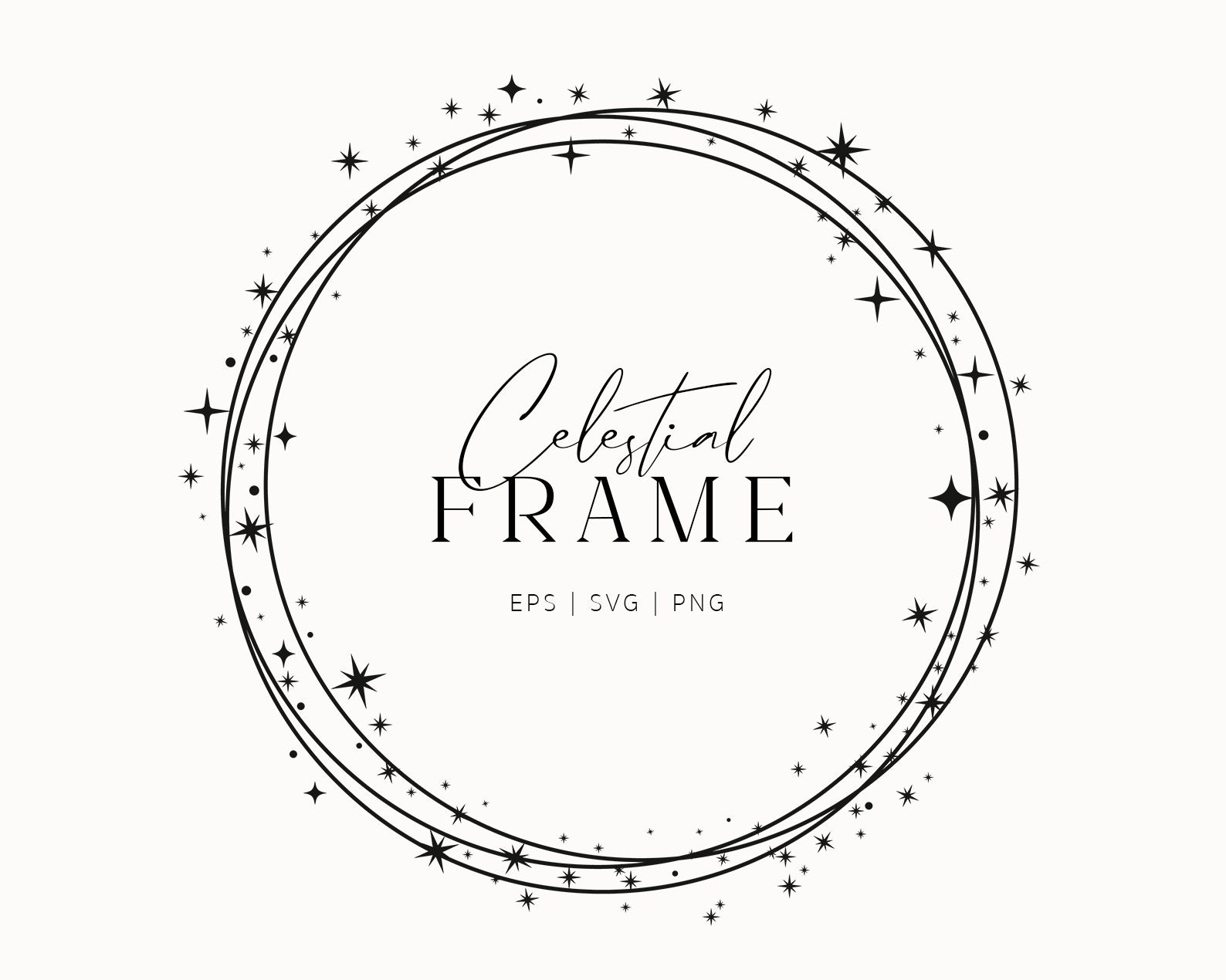 Stars Sparkles Circle Frame SVG Celestial Round Frame SVG - Etsy