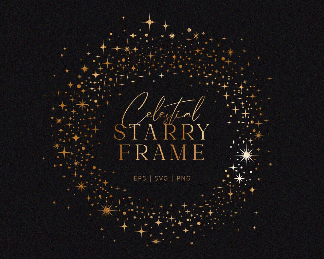 Celestial Stars Frame SVG, Starry Circle Wreath, Galaxy SVG Frame ...