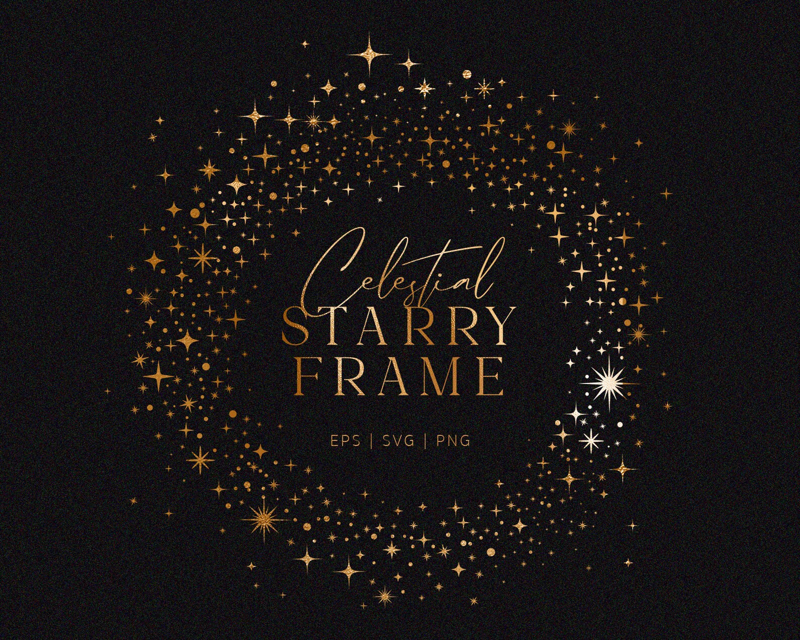 Celestial Stars Frame SVG, Starry Circle Wreath, Galaxy SVG Frame ...