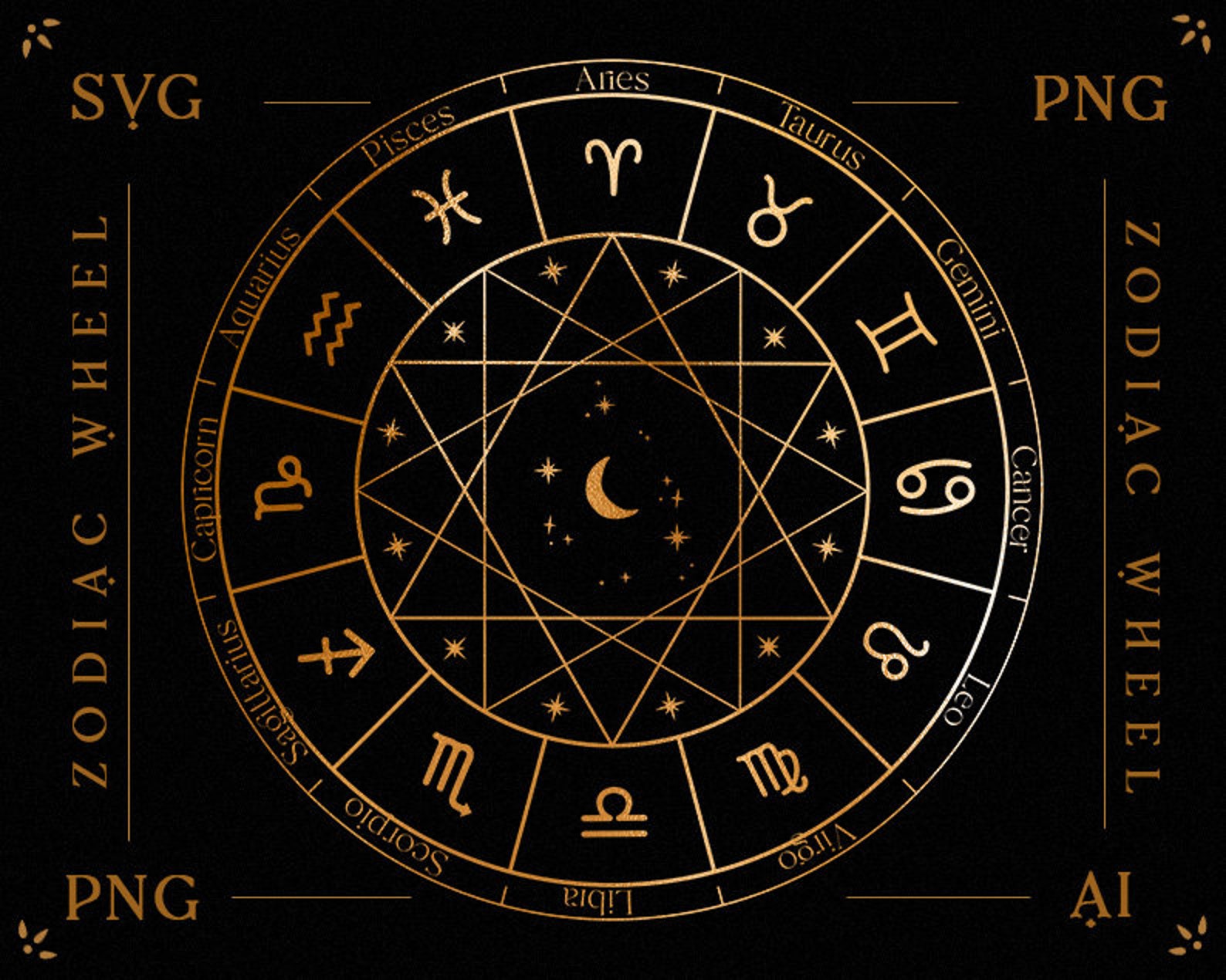 Zodiac SVG Astrology Wheel Constellations Clipart Wheel of | Etsy