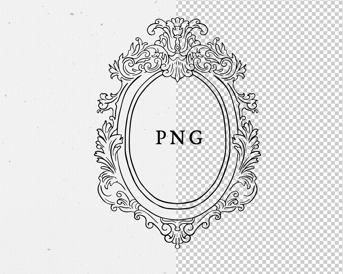 Baroque Vintage Crest Frame - Renaissance Line Art - Wedding Crest ...