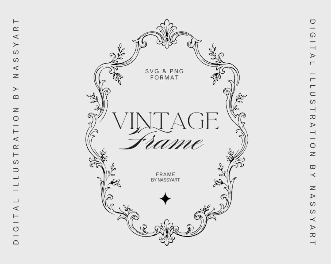 Vintage Floral Frame SVG - Baroque Border Crest Clipart - Wedding ...