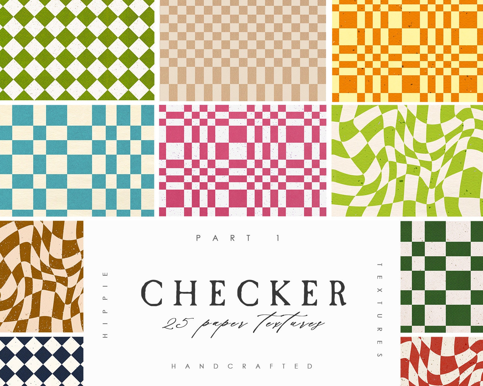 Checkered Hippie Retro Paper Groovy Checker Patterns Retro - Etsy