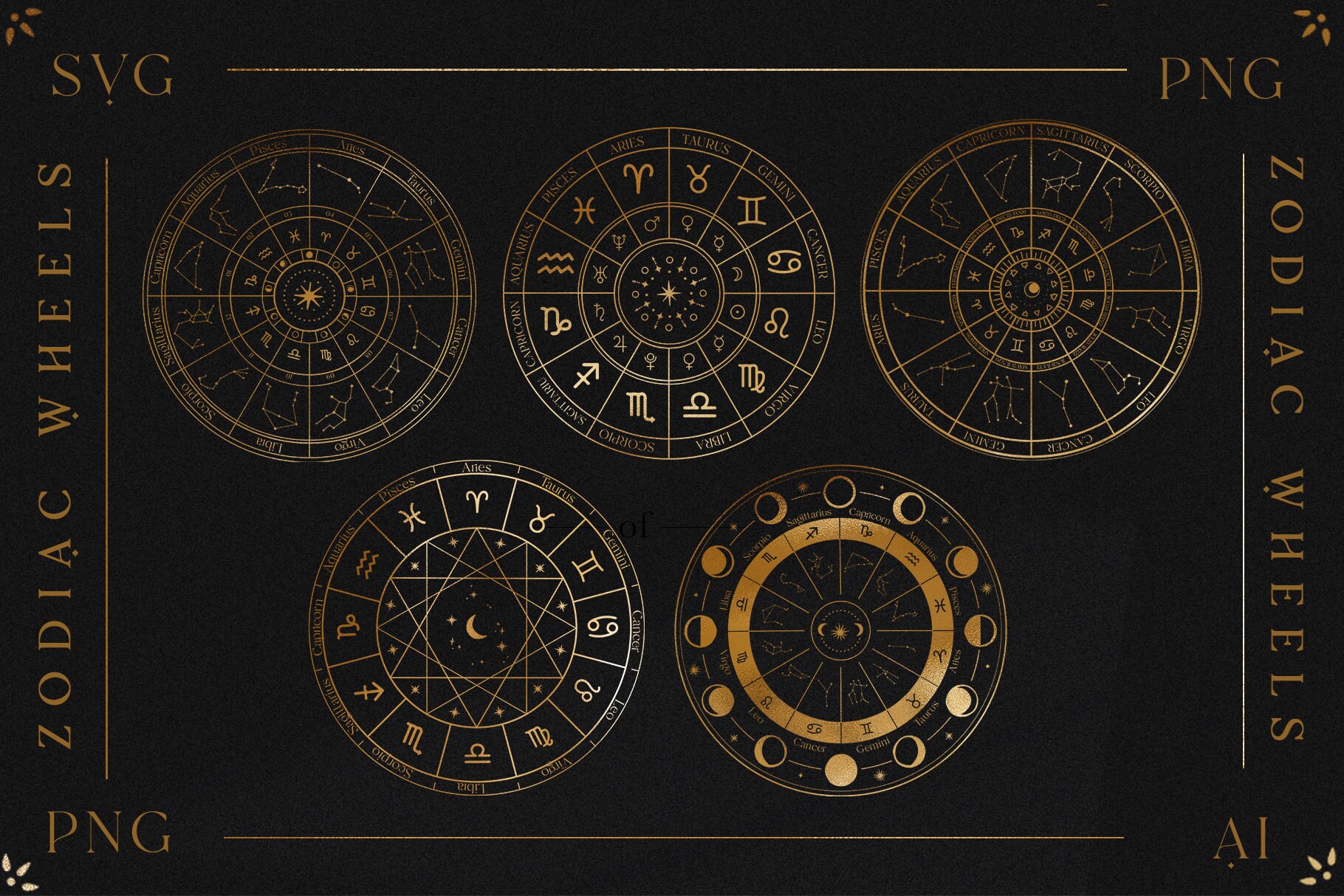 Zodiac SVG Astrology Wheel Constellations Clipart Wheel of - Etsy
