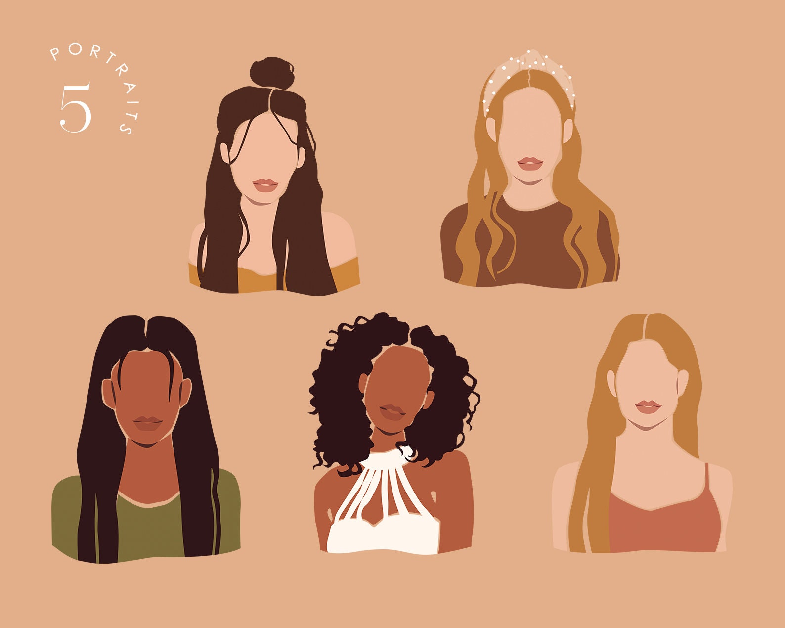 Abstracta Mujeres Retrato sin rostro Clip Art PNG Tarjetas de - Etsy España