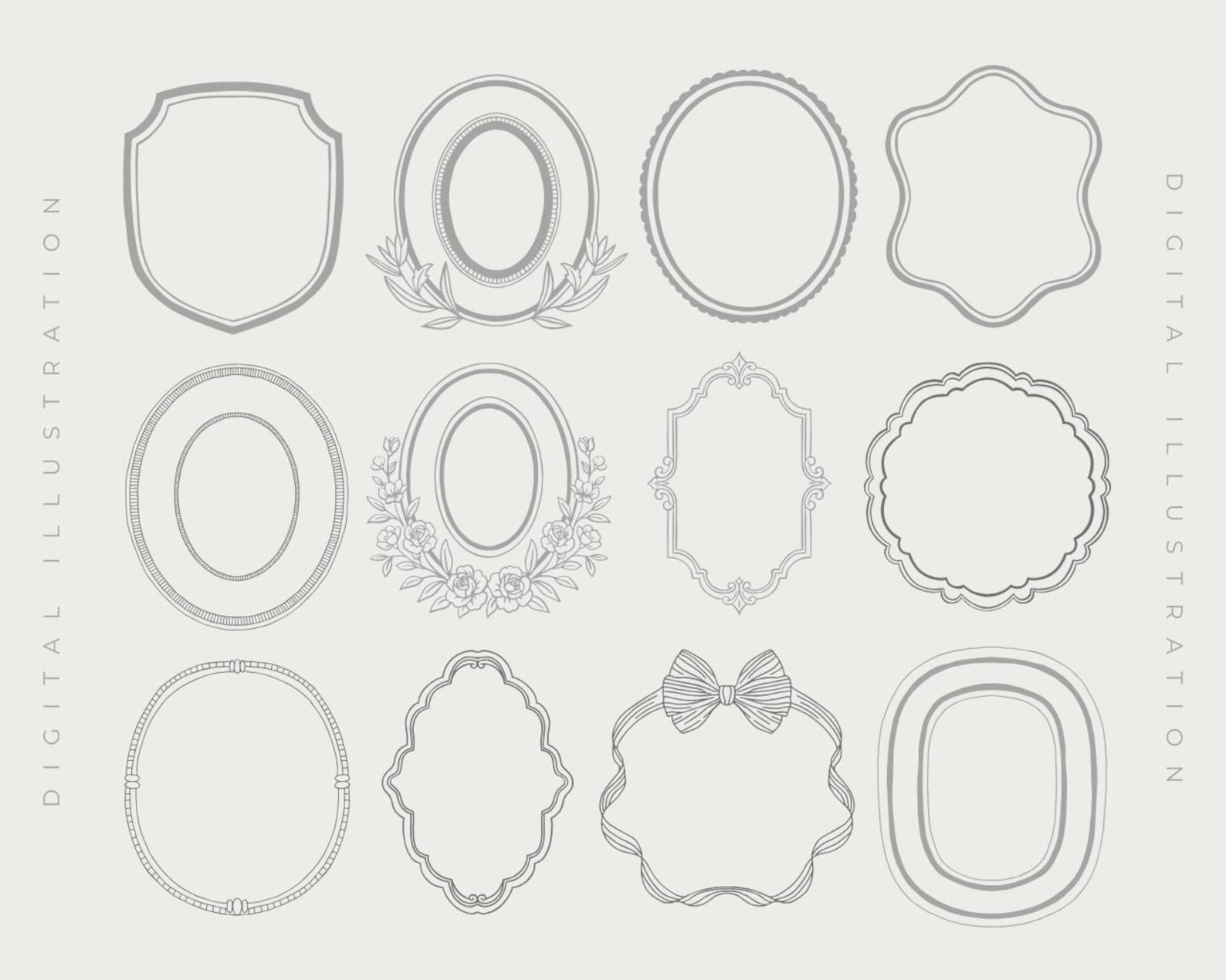 Vintage Antique Frames Set - Victorian Frame SVG Clipart - Ornate ...