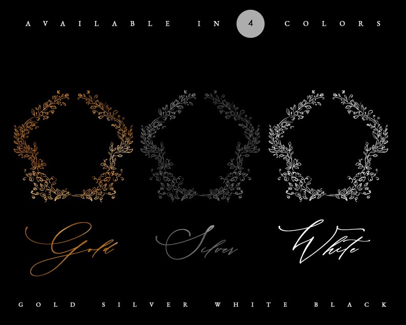 Vintage Crest Floral Vector Eps Frames Set Flower Wedding - Etsy