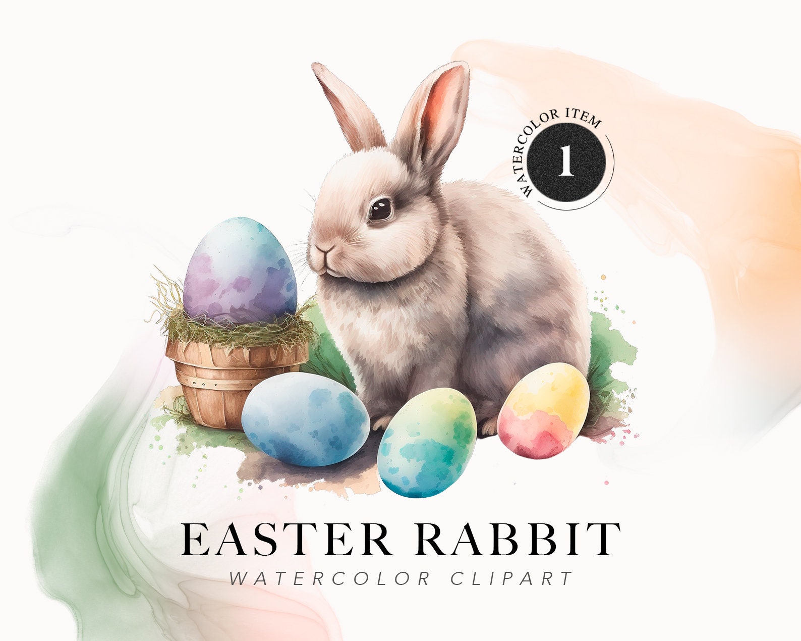 Easter Bunny Rabbit Clipart Cute Watercolor Baby Shower - Etsy