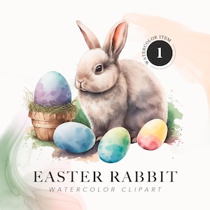 Easter Bunny Rabbit Clipart - Cute Watercolor Baby Shower Easter Clip ...