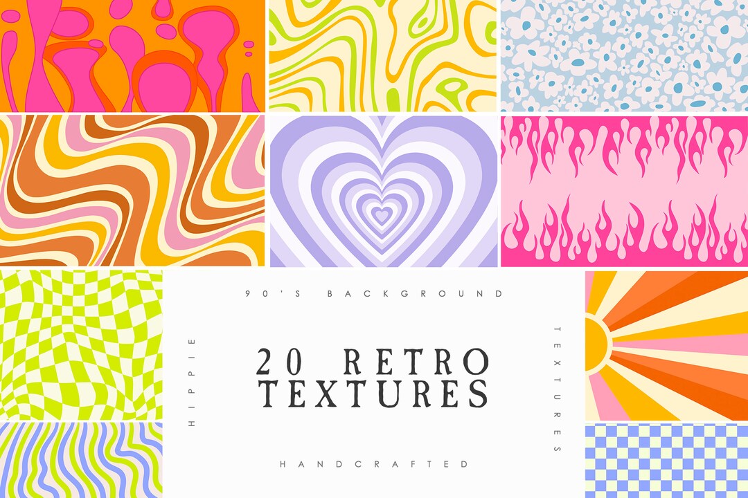 Happy Hippie Retro Checkerboard Chess Digital Pattern Paper, Floral 70s ...