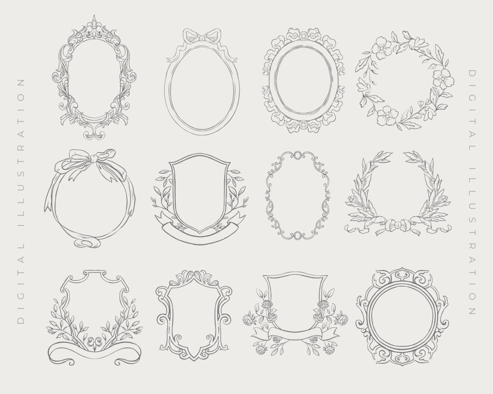 Vintage Antique Frames Set - Victorian Frame SVG Clipart - Ornate ...