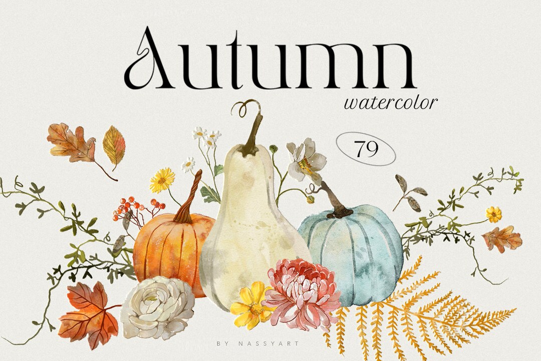 Autumn Fall Watercolor Flowers Pumpkin Leaves, Autumn Frame Wreaths ...