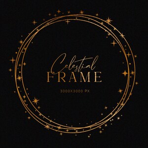 Stars Sparkles Circle Frame SVG, Celestial Round Frame SVG, Galaxy ...