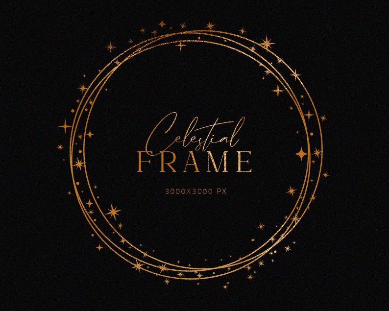 Stars Sparkles Circle Frame SVG, Celestial Round Frame SVG, Galaxy Cosmic SVG, Silhouette Stars ...